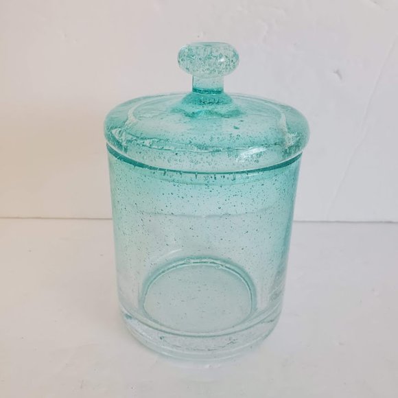Unmarked | Art | Turquoise Marine Blue Bubble Glass Thick Apothecary ...